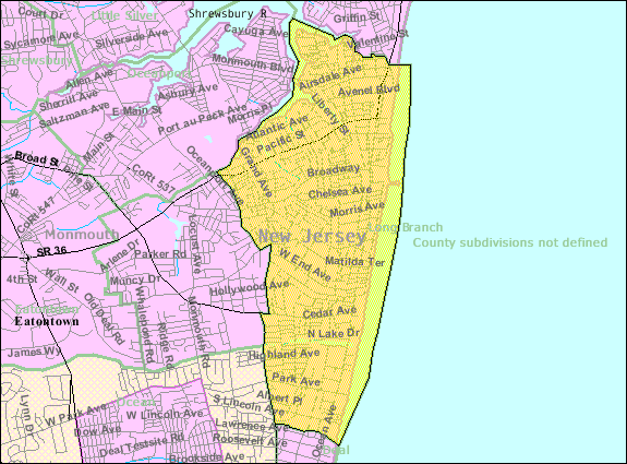 Image: Census Bureau map of Long Branch, New Jersey for Kids