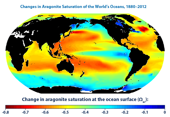 Image: Changes in aragonite saturation of the world's oceans, 1880-2012 ...