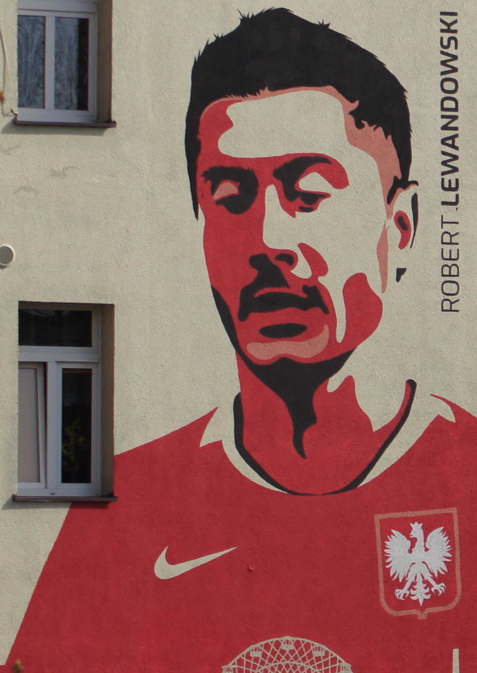 Image: Mural ul. Rostka w Chorzowie - Lewandowski, Cieślik, Lubański ...