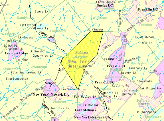 Image: Census Bureau map of Lafayette Township, New Jersey