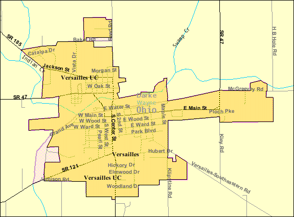 Image: Detailed map of Versailles, Ohio