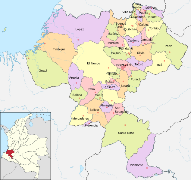 Image: Mapa de Cauca (político)
