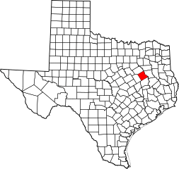 Image: Map of Texas highlighting Freestone County