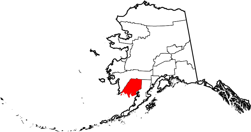Image: Map of Alaska highlighting Dillingham Census Area