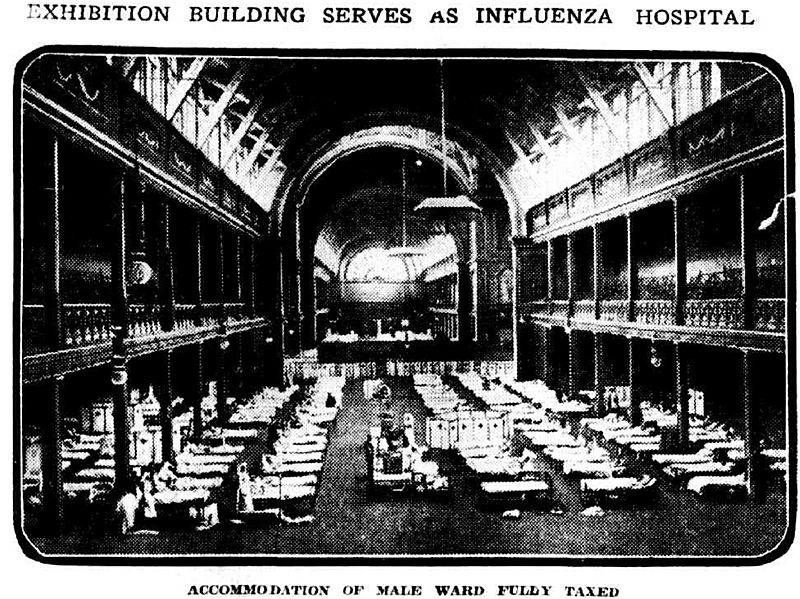 Image: Exhibition Building serves as Influenza Hospital, 1919
