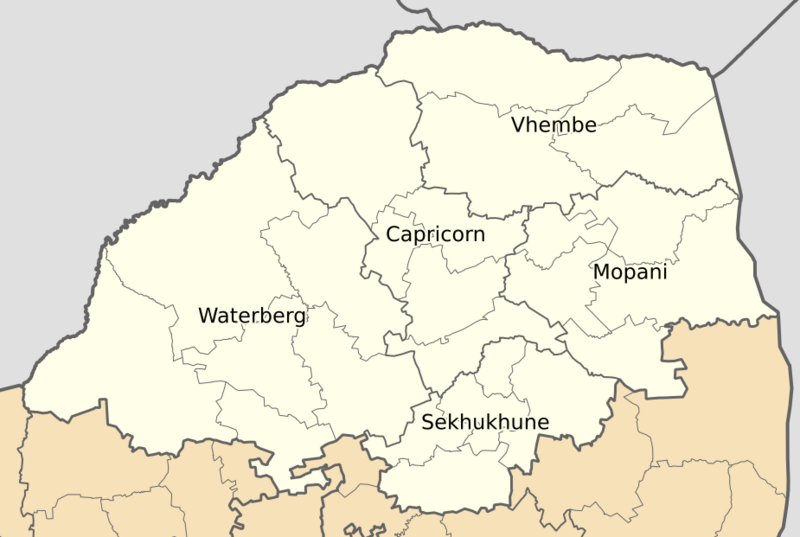 Image: Map of Limpopo with districts labelled (2011)