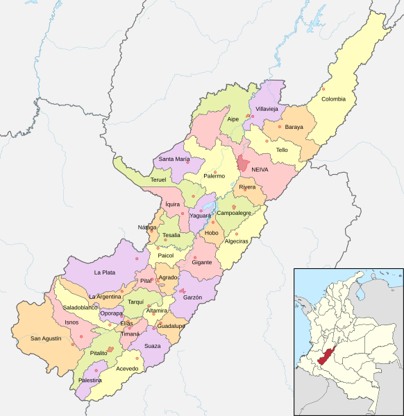 Image: Mapa de Huila (político)
