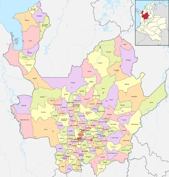 Image: Mapa de Antioquia (político)