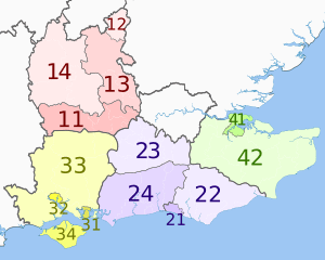 Image: NUTS 3 regions of South East England map