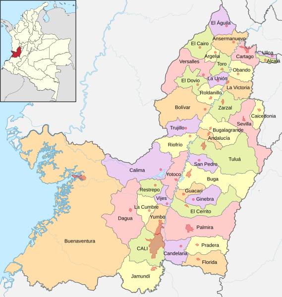 Image: Mapa de Valle del Cauca (político)