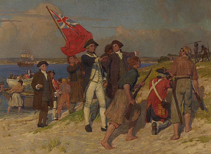 Image: Emanuel Phillips Fox painting – Landing of Lieutenant James Cook ...
