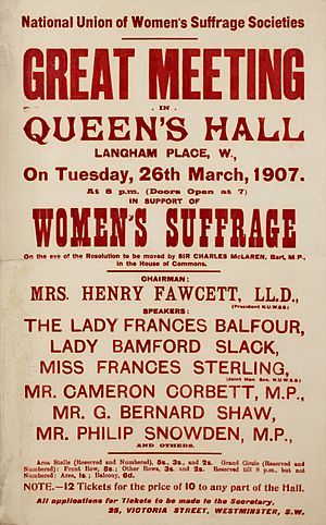 National Union of Women's Suffrage Societies Facts for Kids