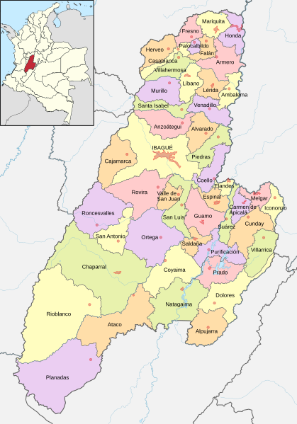 Image: Mapa de Tolima (político) for Kids