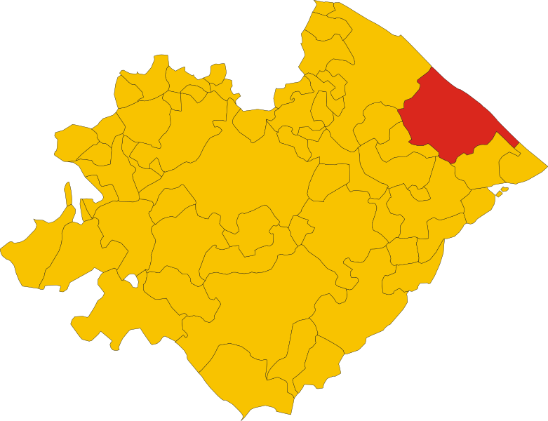 Image: Map of comune of Fano (province of Pesaro and Urbino, region ...