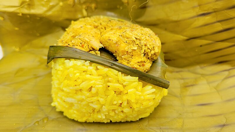 Image: Maranao chicken pater with palapa and kuning (turmeric rice ...