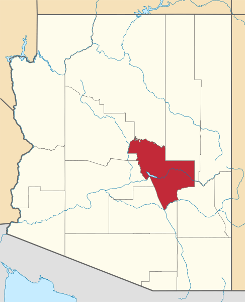 Image: Map of Arizona highlighting Gila County
