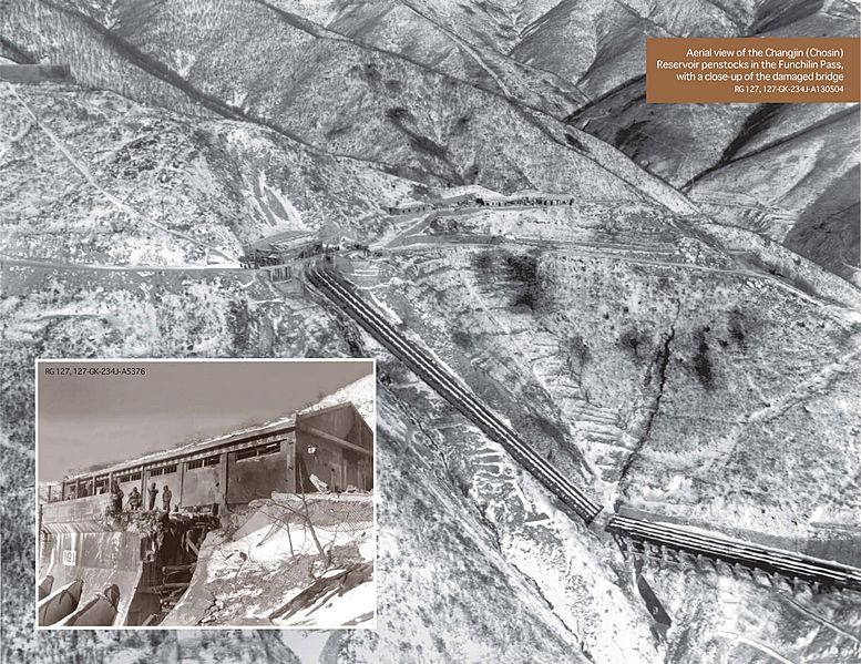 Image: Aerial view of the Changjin (Chosin) Reservoir penstocks in the ...