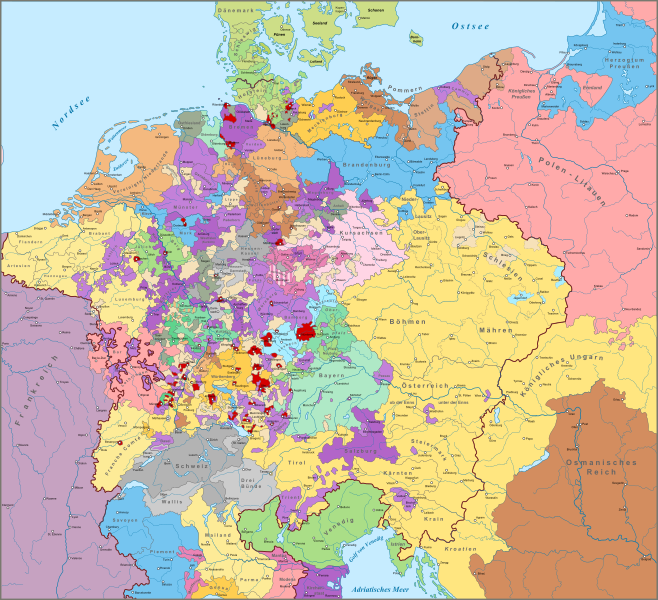 Image: Map of the Holy Roman Empire (1618) - DE for Kids