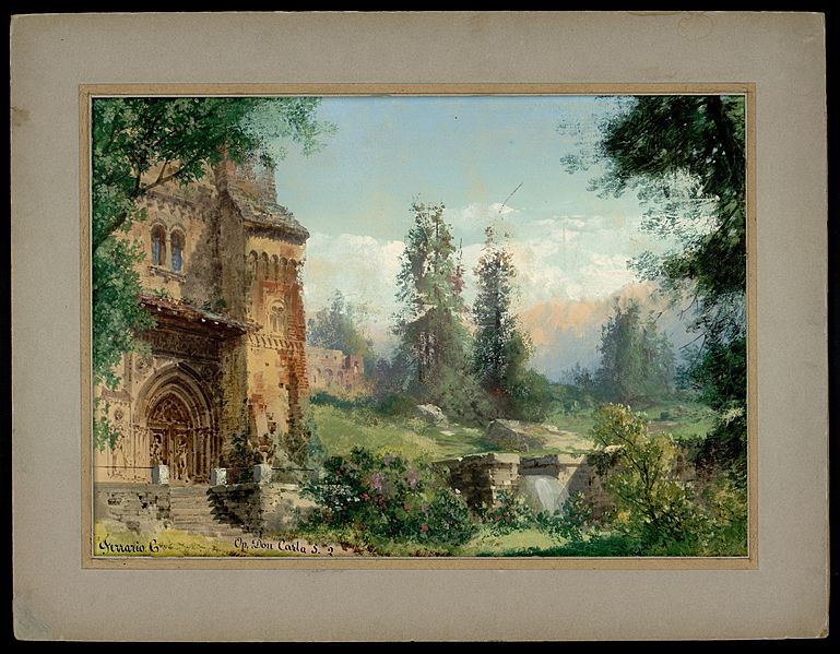 Image: Un sito ridente alla porte del Chiostro di S. Giusto, bozzetto ...