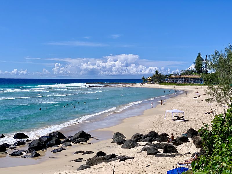 Image: Greenmount Beach seen from Greenmount Hill, Coolangatta, Queensland