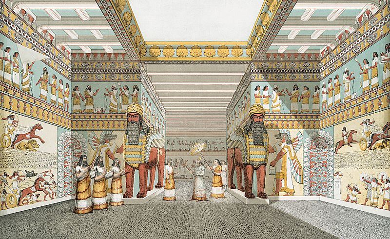 Image Artists Impression Of A Hall In An Assyrian Palace From The Monuments Of Nineveh By Sir